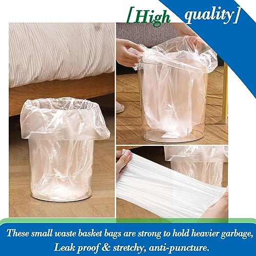 3 gallon Clear trash can liners,Small clear Garbage Bags 300,Extra Strong 2.6,3,4 Gal Trash Bag,Fit 4.5-6-8-10 liters trash Bin Liners for Home Office Kitchen (Clear 300)
