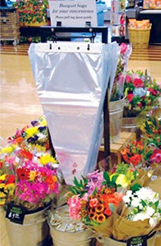 A&A Flower Bouquet Unprinted 37 Micron Clear Cellophane Bags Plastic Sleeve Bag 100 pcs (9x14x3.5 in.)