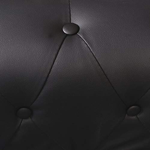 FAMIROSA Chesterfield Corner Sofa, L Shape 5-Seater Sectional Sofa Faux Leather with Cushions Black