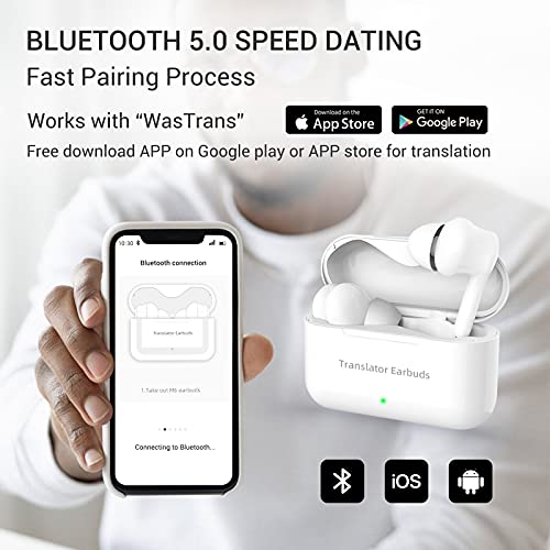 ANFIER Language Translator Earbuds M6 Support 71 Languages & 56 Accents 0.5s Real Time Translation, for Music and Calling, Wireless Translator Device with APP Fit iOS & Android