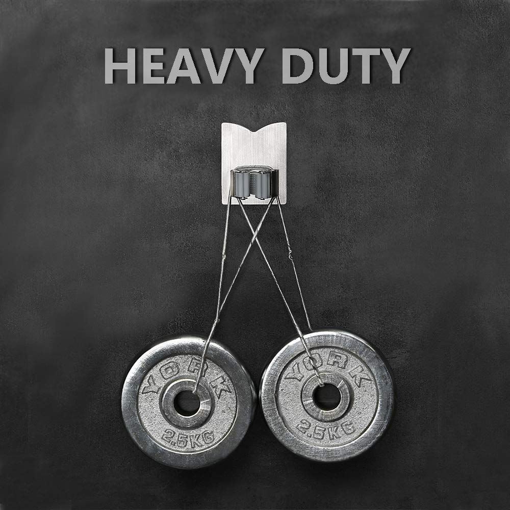 2 Pack Mop Broom Holder Racks 304 Stainless Steel Self Adhesive Heavy Duty Wall Mounted Mop Organizer Storage Clip Multi-Used for Garage Kitchen and Bathroom