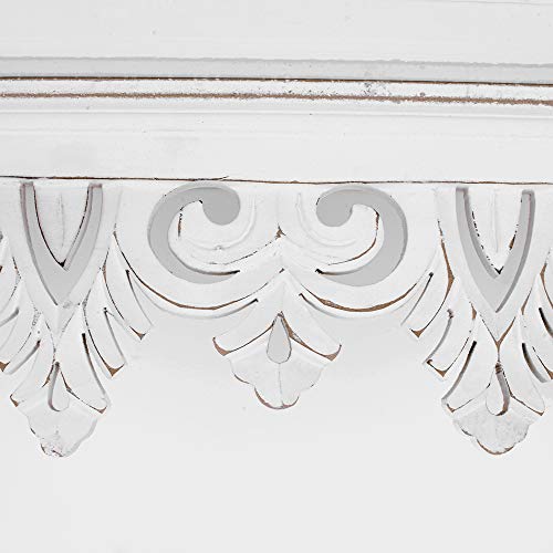 American Art Decor Hand-Carved Wooden Floating Wall Shelf - White (30”)
