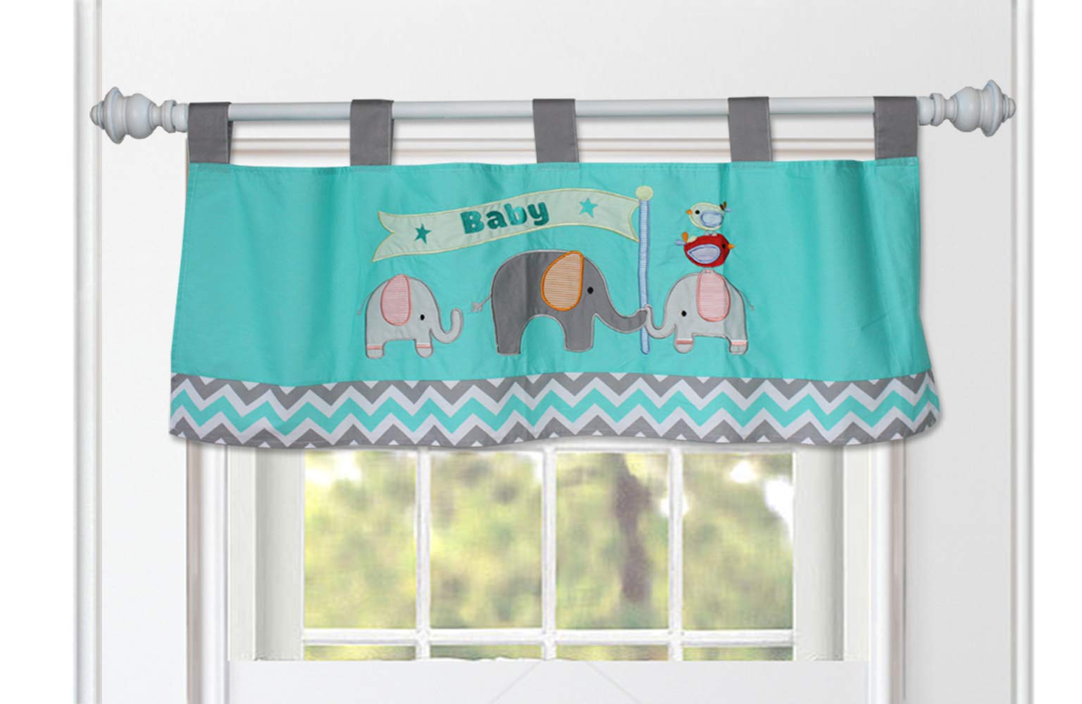BabyFad Elephant Turquoise Chevron 9 Piece Baby Crib Bedding Set 100% Cotton