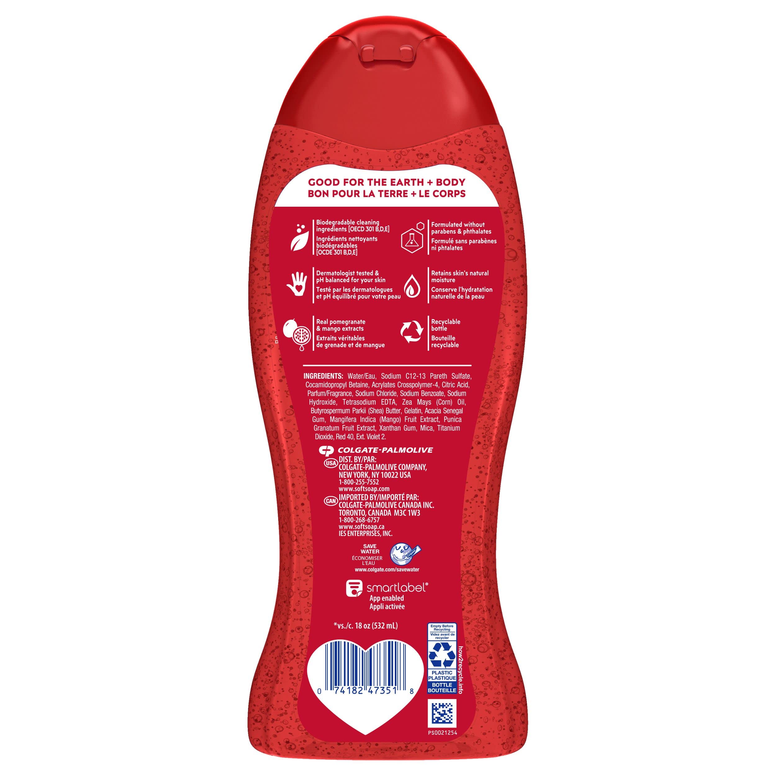 Softsoap Ssbw 20 F Oz/591ml Cs Sp Pomegrante & Mango,