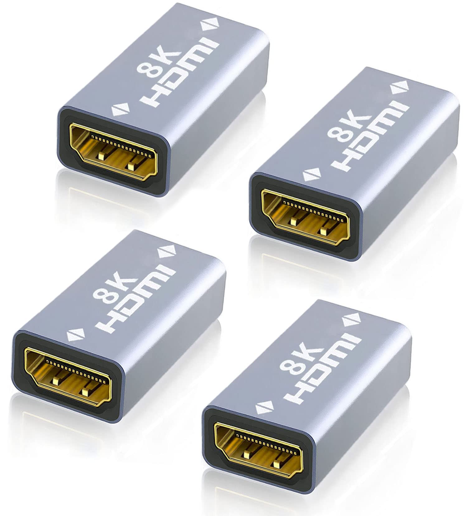 Godeliver HDMI Coupler Female to Female 4 Pack, 8K Hdmi Connector Extender, Support 8K@60hz 1080P, 3D for HDTV, Roku TV Stick, AV Receiver, PC, DVD Player, Monitor, Projector, PS 5432, Laptop