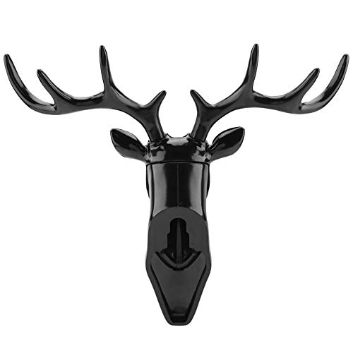 Hanger Rack Deer Hook, Deer Hook Holder, Wall Mount Plastic Antler Hook for Living Room Wall Decoration Home Room Decor Bathroom(Black)