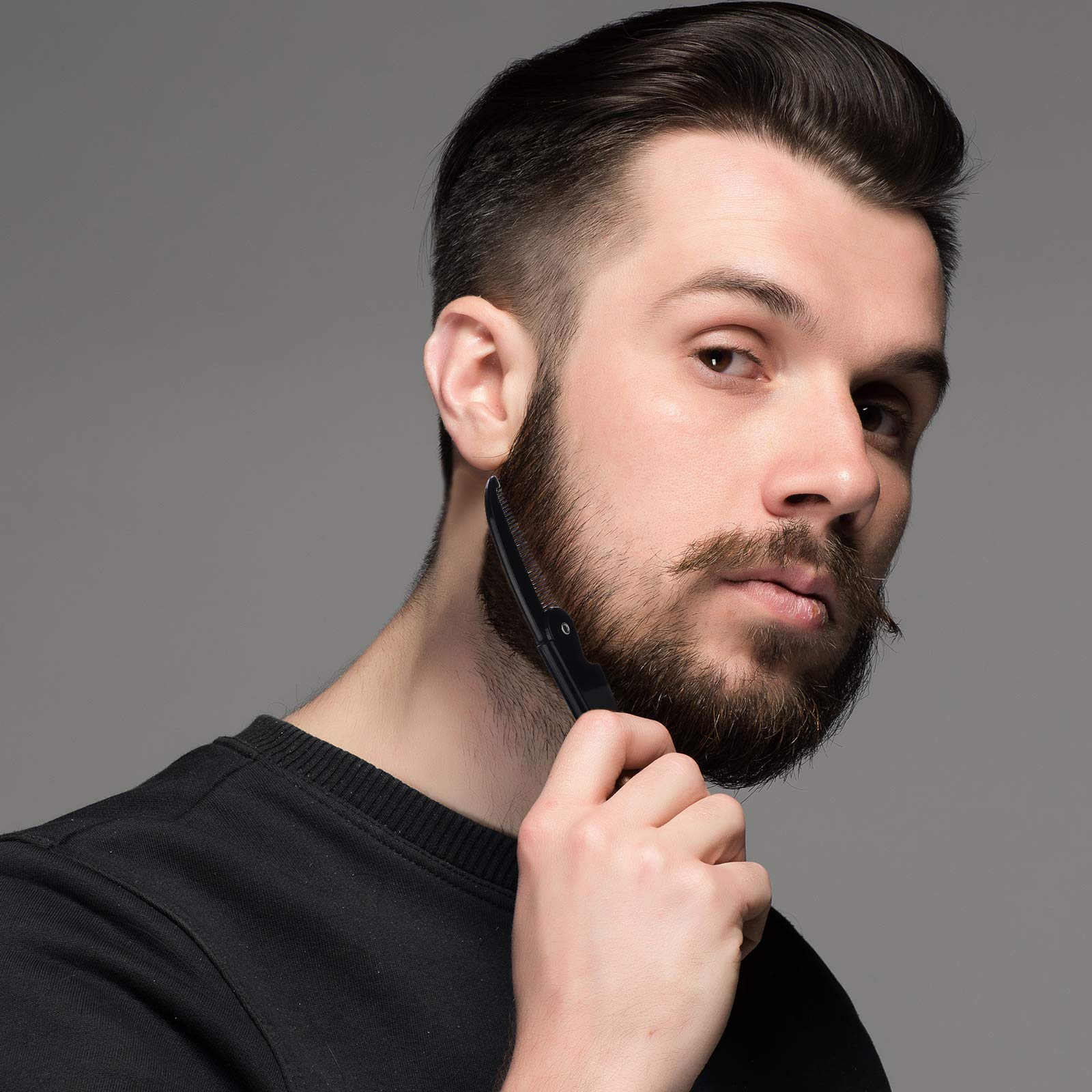 3 Pieces Folding Beard Comb Mustache Comb Small Pocket Comb for Men Everyday Grooming and Hair Care