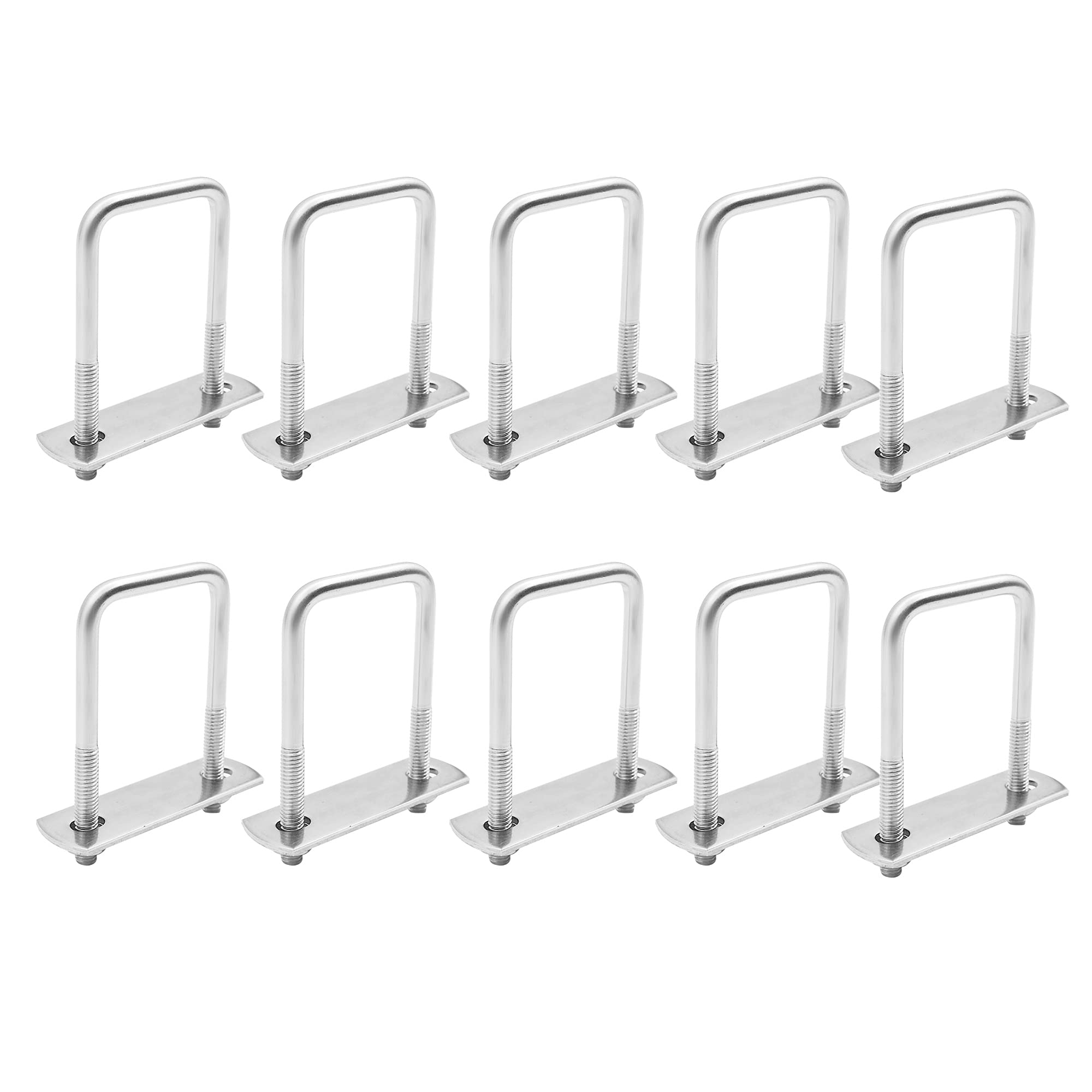 AGOOBO 10 Pack Square U Bolts, 304 Stainless Steel Tie Down U Bolt, Boat Trailer U Bolt (M6, W 1-3/8 x L 2-3/4 inch)