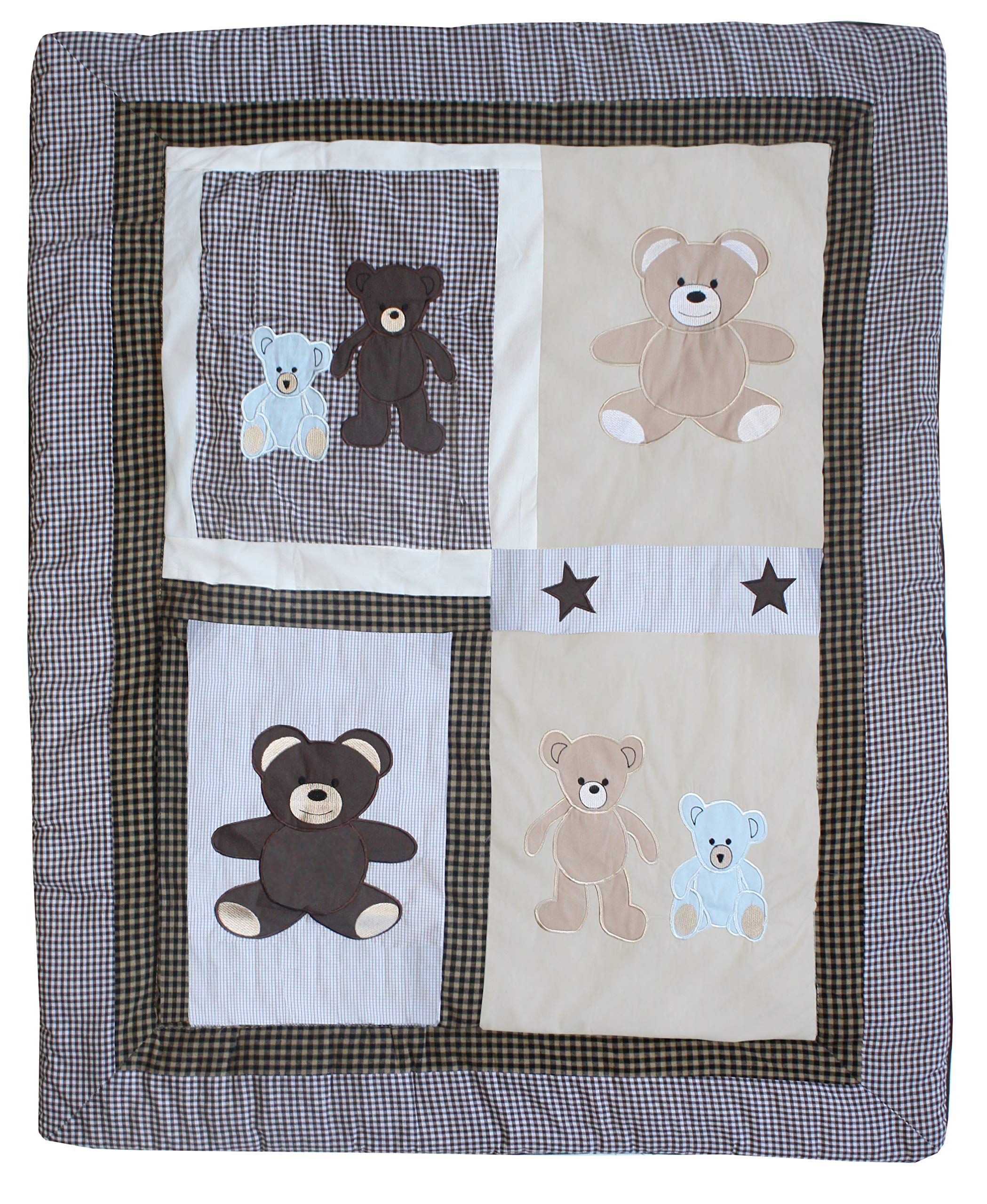 BabyFad Teddy Bear 100% Cotton Nursery 9 Piece Baby Crib Bedding Set