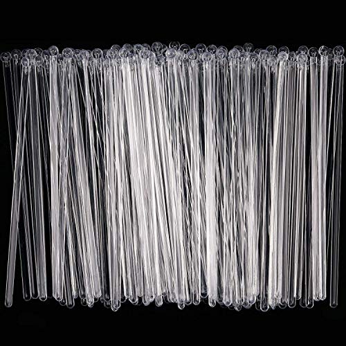 Ball Head Stirrer Disposible Plastic Round Top Crystal Swizzle Sticks ,Crystal Cake Pops, Cocktail Coffee Drink Stirrers 100 Pieces (Clear)