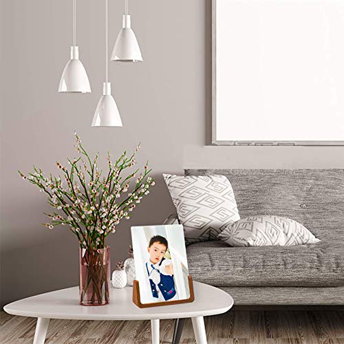 CUNYA Picture Frames, 4x6 Glass Photo Frame with Wooden Base, Rustic Picture Frame Set of 2 for Table Top Desktop Display Room Decor (Walnut)