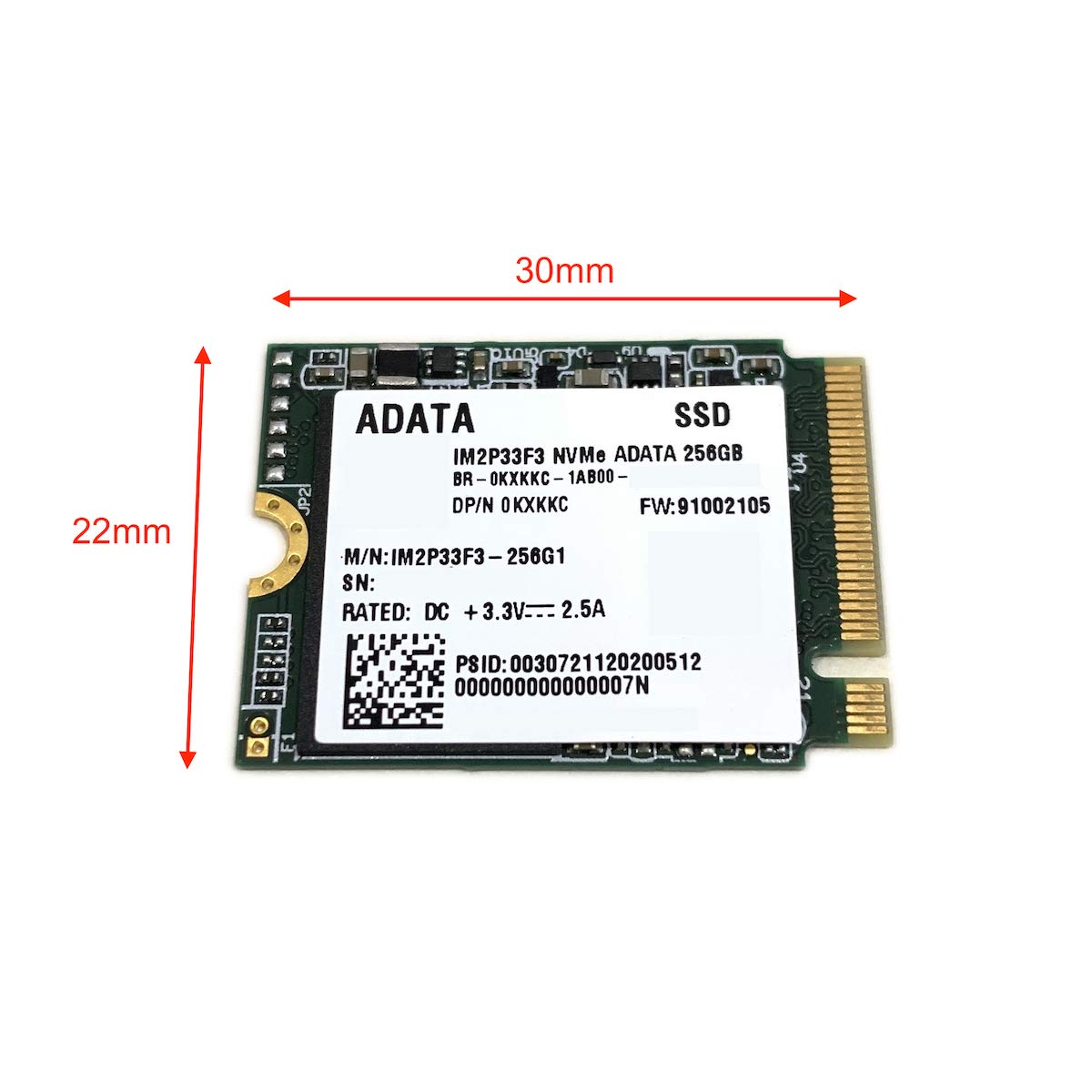 ADATA 256GB M.2 2230 SSD NVMe PCIe Gen3 x4 IM2P33F3-256G1 Compatible with Dell 0KXKKC KXKKC
