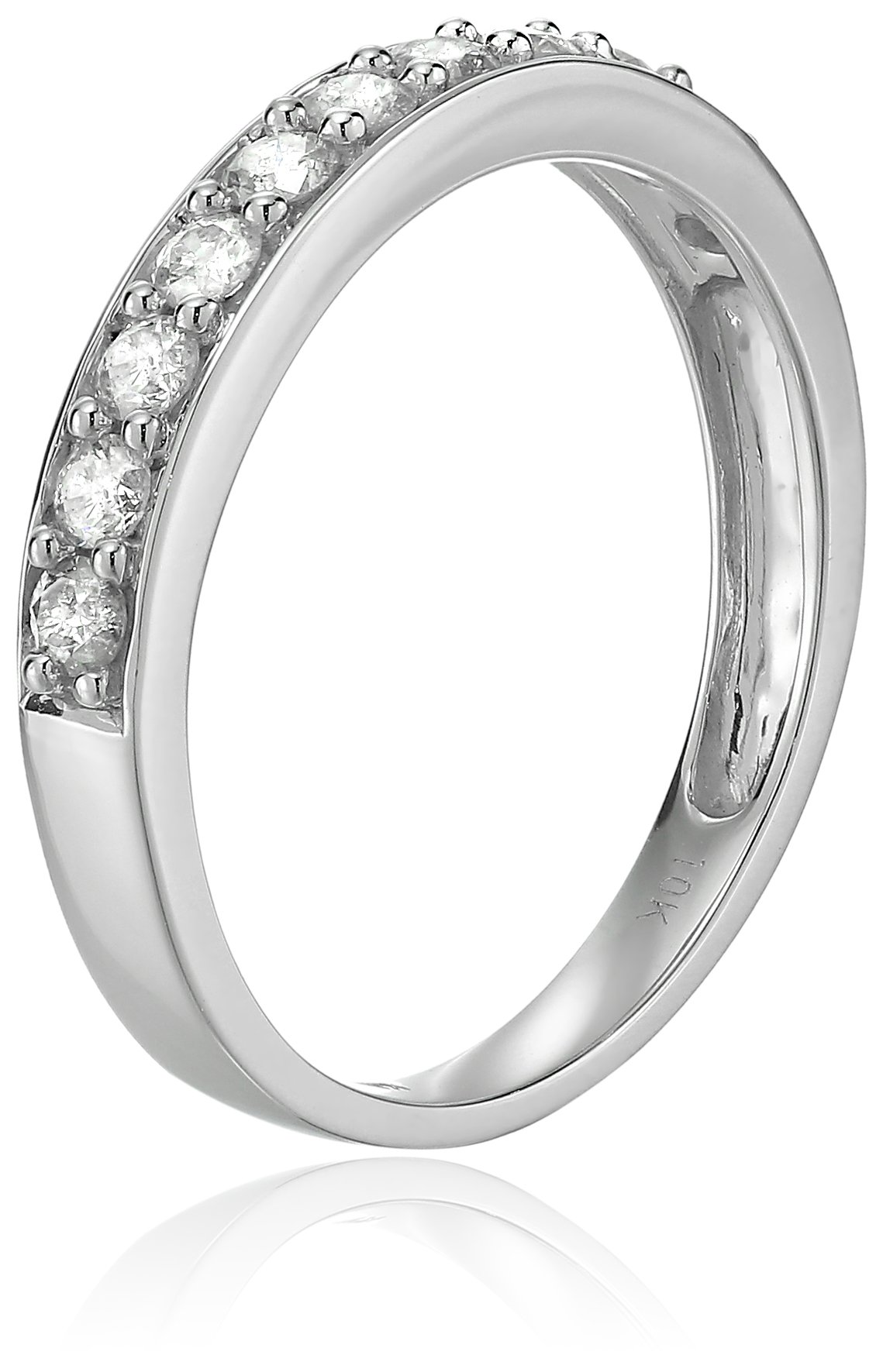 10k White Gold Round Diamond Wedding Band (1/2 cttw, I-J Color, I2-I3 Clarity), Size 7