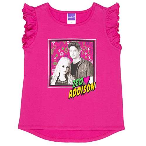 Disney Zombies Zed Addison Little Girls 2 Pack Graphic T-Shirts Gray/Pink 7-8
