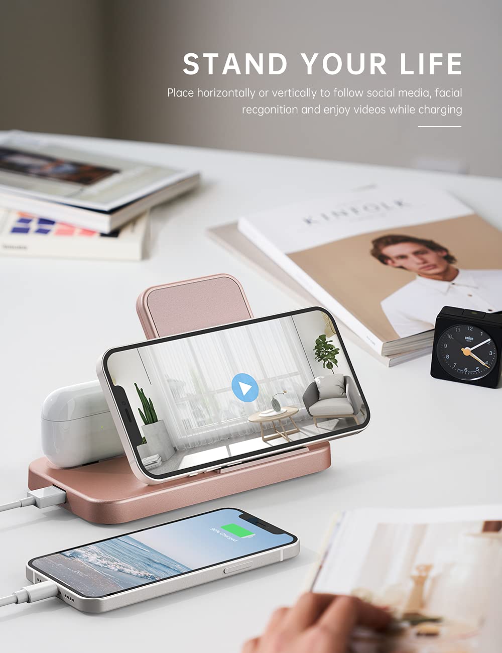 Conido Wireless Charger, 2 in 1 Wireless Charging Station for iPhone and AirPods, Charging Dock for AirPods Pro/2/1, 7.5W Qi Fast Charger for iPhone 13/12 Pro Max/11 Pro Max/XR/XS Max/X/11 Plus