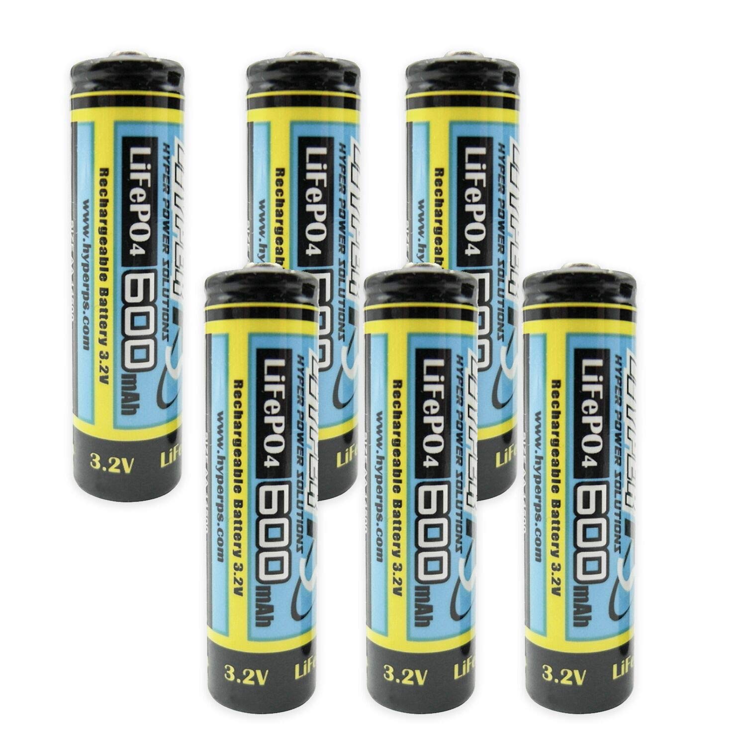HYPERPS 3.2V AA 600mAh Rechargeable Battery for Solar Panel Light, Tooth Brush, Shaver, Flashlight (6-Pack)