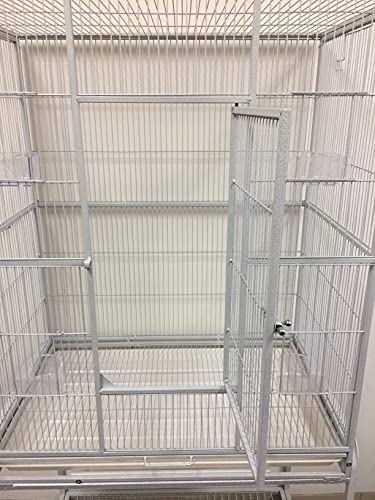64" Extra Large Wrought Iron Breeding Flight Canary Parakeet Cockatiel Lovebird Finch Cage Side Nesting Doors with Removable Rolling Stand