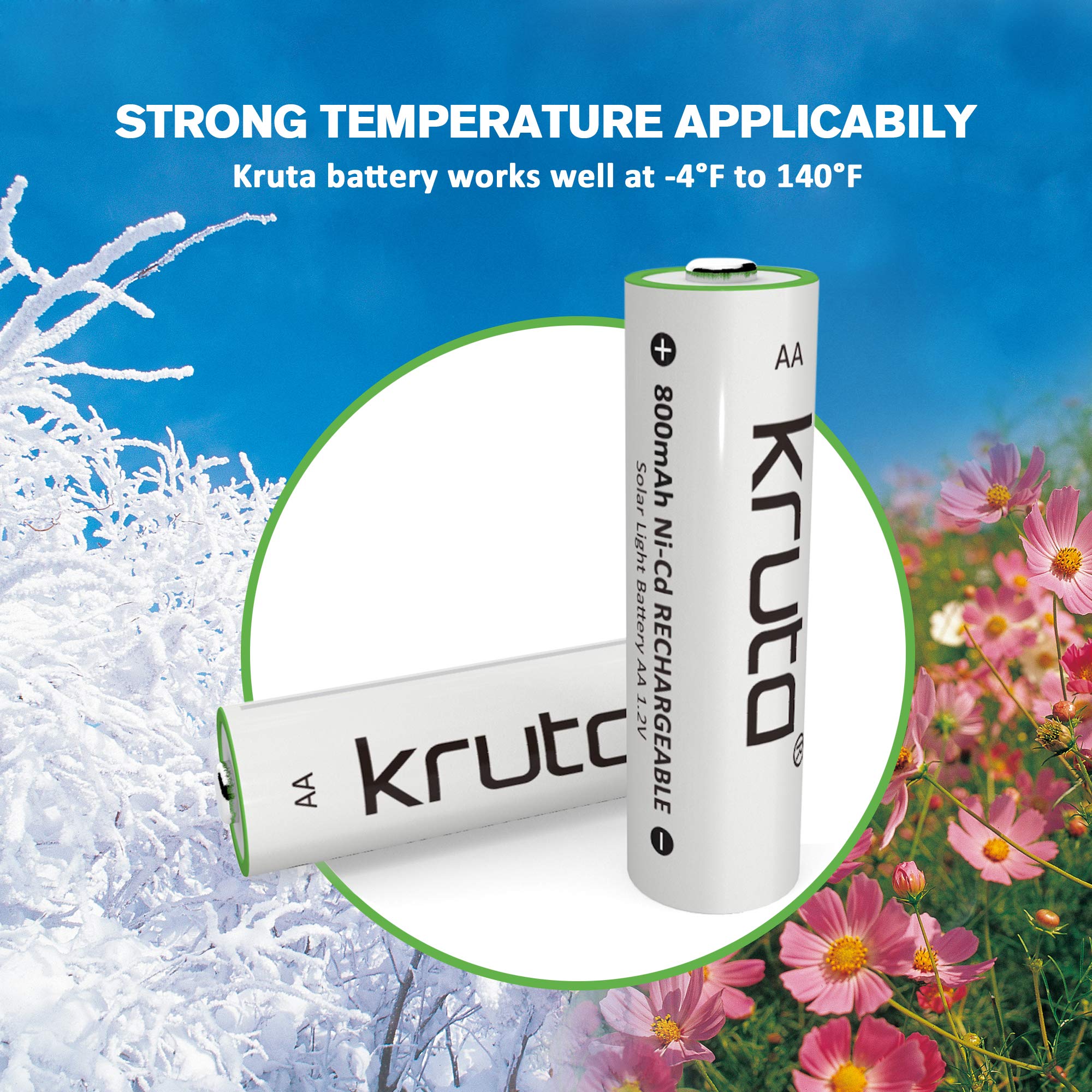 Kruta AA Rechargeable Batteries 800mAh NiCD Rechargeable Solar AA Battery for Solar Lights Solar Lamp(Pack of 12)
