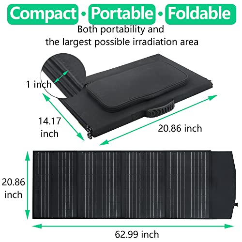 120W Portable Solar Panel 18V Monocrystalline Solar Charger, Foldable High-Efficiency PV Power Charger for Camping Travel RV, MC4/USB/Type-C