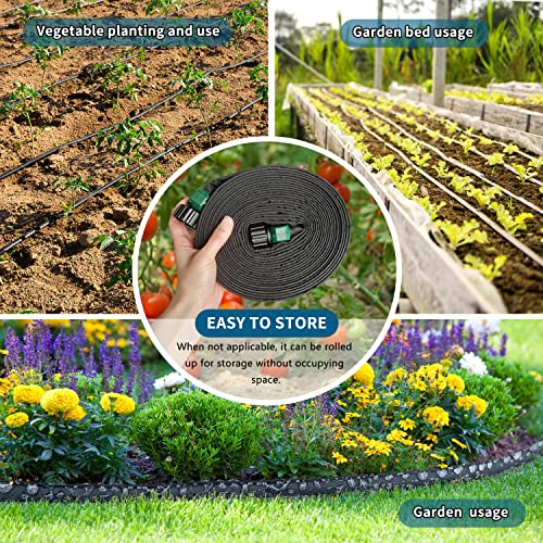 4 Pack Flat Soaker Hose 25FT for Garden Beds, Cloth Soaker Hose for Efficient & Effective Watering of Plants β Garden Soaker Hoses with Heavy Duty & Easy to Install (25ftx4)