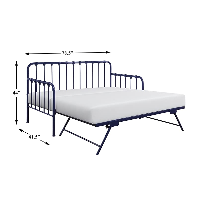 Lexicon Constance Metal Daybed with Trundle in Navy Blue