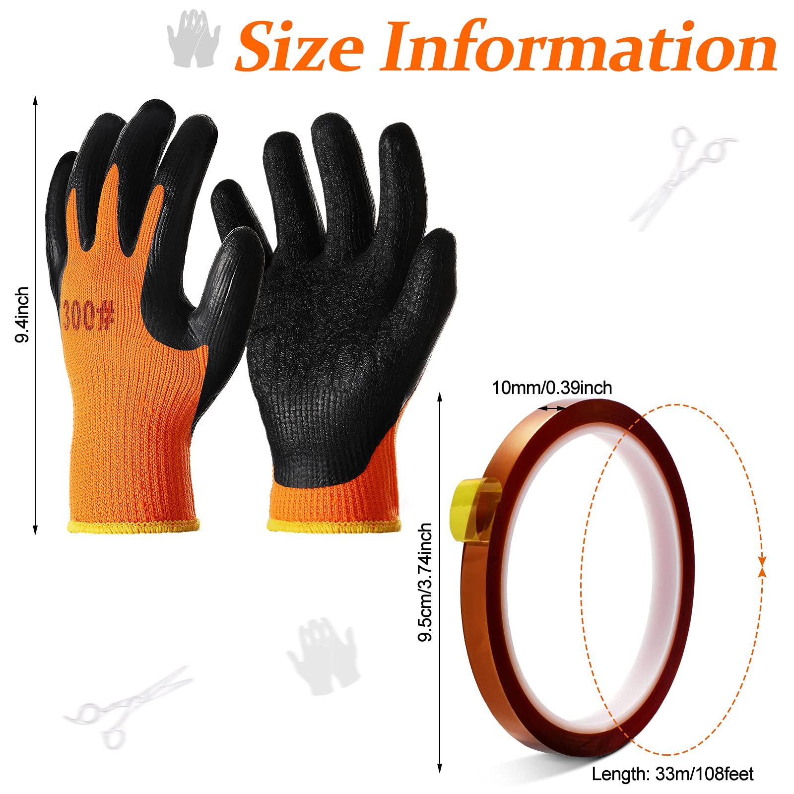 Honeydak 2 Pairs Heat Resistant Gloves Heat Transfer Gloves for Sublimation with 2 Rolls High Temperature Thermal Tape