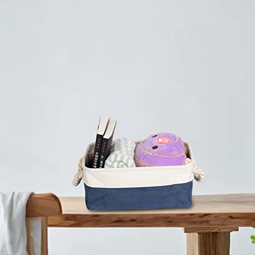 HOSEN 6 PACK Storage Large Basket Set - Collapsible Sturdy Cotton Organizer Basket Bin Box with Carry Handles for Linens, Towels, Toys11.8 X 7.8 X 5.1"