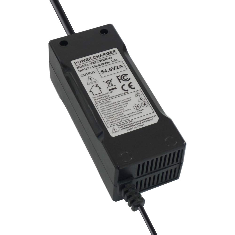 Abakoo 54.6V 2A Power Supply Adapter Charger for 48V Lithium Li-ion Battery Pack with DC 5.5x2.1mm / 5.5x2.5mm Plug