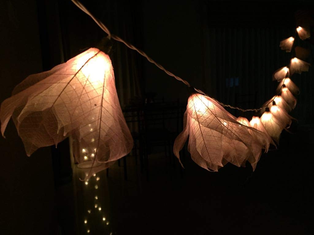 20 LED String Lights Pink Flower Fairy String Lights Leaves for Bedroom Window Curtain String Light Wedding Party Garden Outdoor Indoor Wall Decorations, Diameter 10cm (Long 9ft)