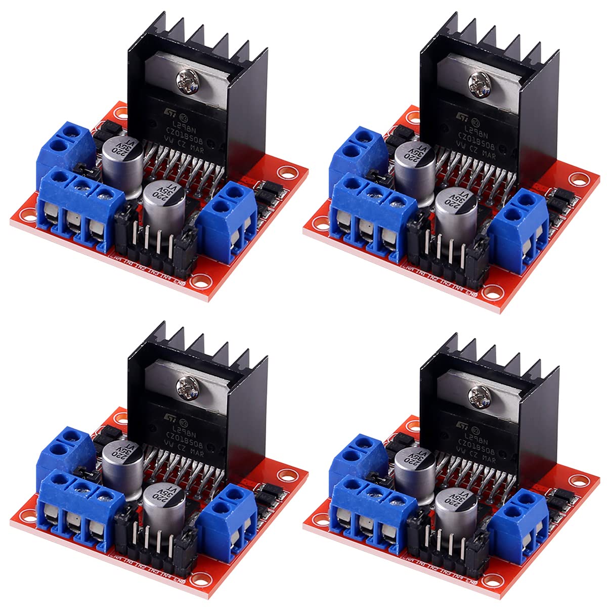 AOICRIE 4PCS L298N Motor Drive Controller Board Module Dual H Bridge DC Stepper for Arduino