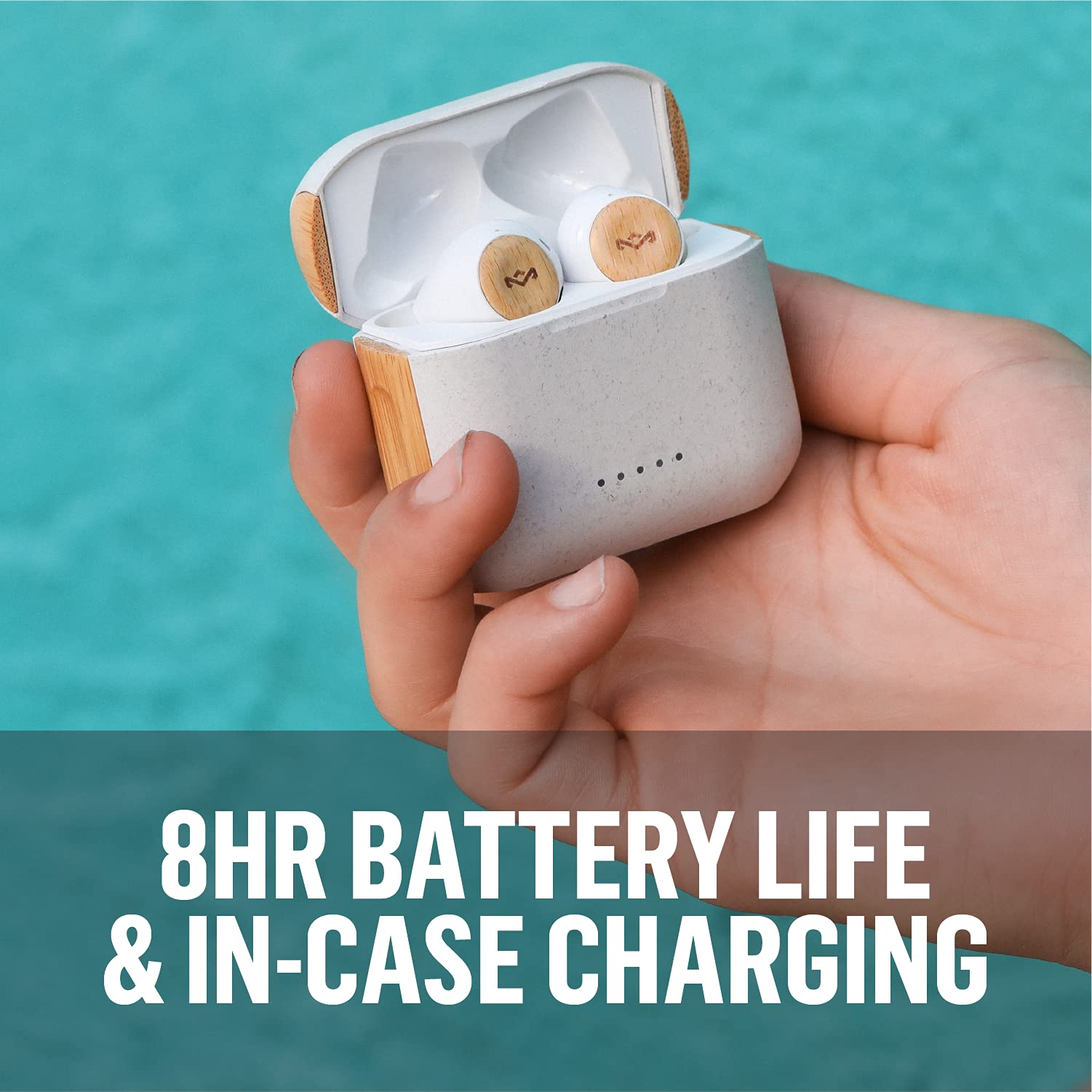 House of Marley Rebel True Wireless Earbuds with Microphone, Bluetooth Connectivity, 8 Hour Battery Life with in-Case Charging, and Sustainable Materials, Cream