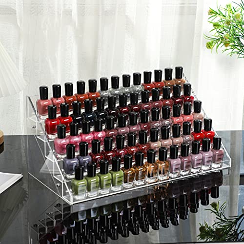 Cq acrylic Nail Polish Holder Organizer 5 layers 72 Bottles Clear Acrylic Nail Polish Tray Fingernail Polish Display Case Essential Oils Holder Sunglasses Eyewear Organizer Storage