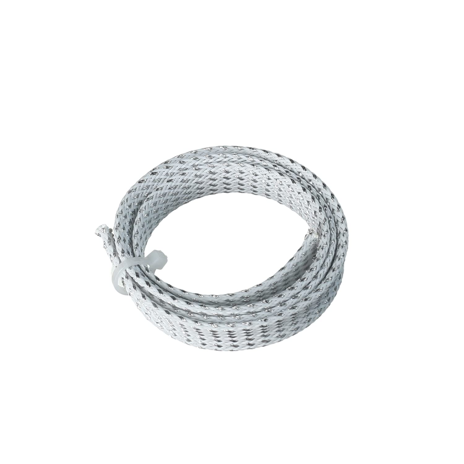 Aicosineg Cable Sleeve Braided Sleeving PET Wire Loom Tubing Cable 1.64ft-2/5inches Wrap Protector for HiFi Audio and Video Headphone Cable Protect Wires from Chewing of Pets Silver