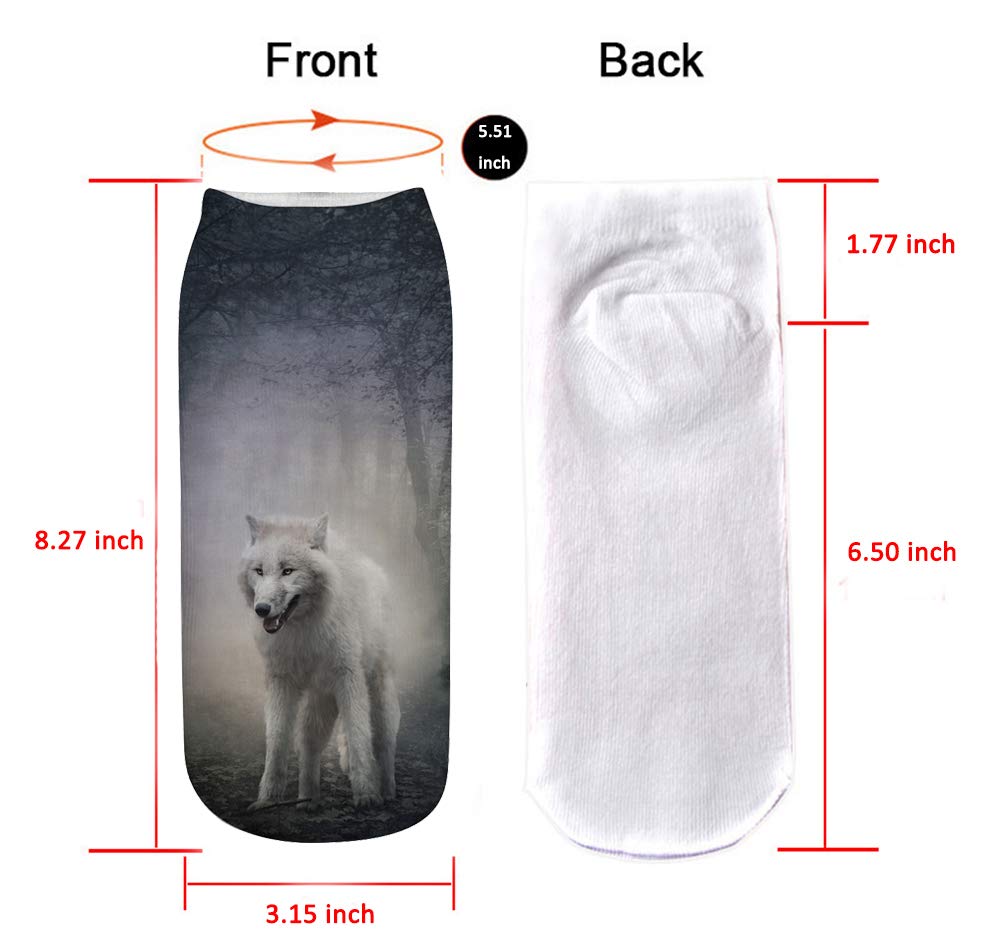 Angelteers 3D Wolf Ankle Socks Funny Animal Graphic Summer Short Socks for Boys (3D Wolf), Shoe Size: 3-7