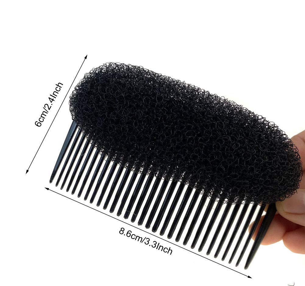 2PCS Hair Clip with Sponge Base Inserts, Bump It Up Pads, Bun Maker, Styling Accessories, Charming Comb Braid Tool (Brown)