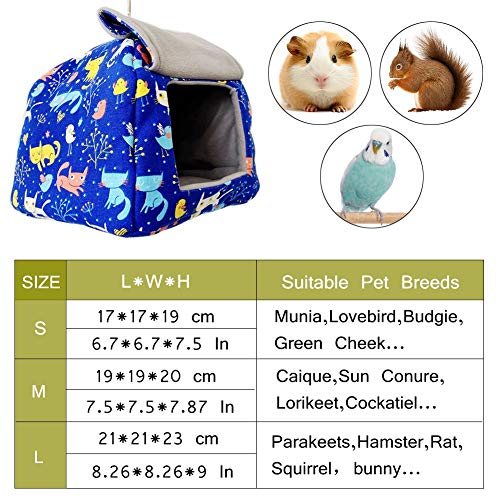 Bird Tent Plush Hammock Parrot Warm Hanging Nest for Cage,Bird Hideaway Hut Swing House Bed,Small Animals Habitat Winter Snuggle Sleeping Cave for Hamster Rat Parakeets Conure Cockatiel Lovebird