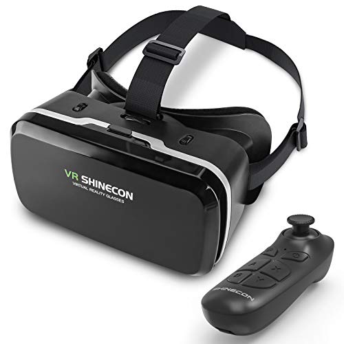 DLseego VR Headset Design for iPhone & Android Phone, Remote Controller 3D Glasses Goggles HD Virtual Reality Headset Comfortable Adjustable Distance for Phones 4.7-6.53inch -Black
