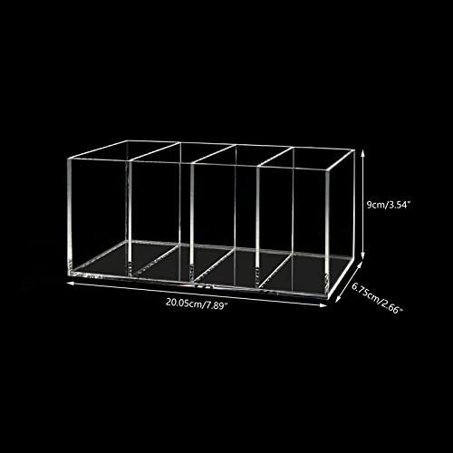 Acrylic Pen Holder 4 Compartments Clear Pencil Holder Organizer Makeup Brush Holder