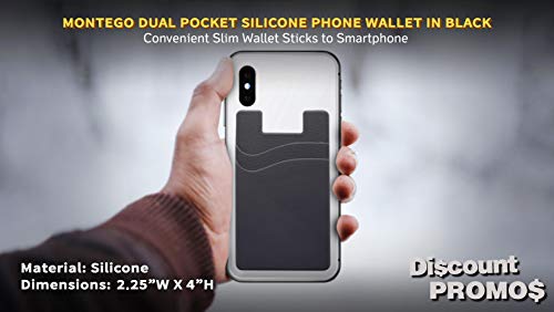 DISCOUNT PROMOS 10 Montego Silicone Phone Wallets Pack - Strong Adhesive, Dual Pocket - Black