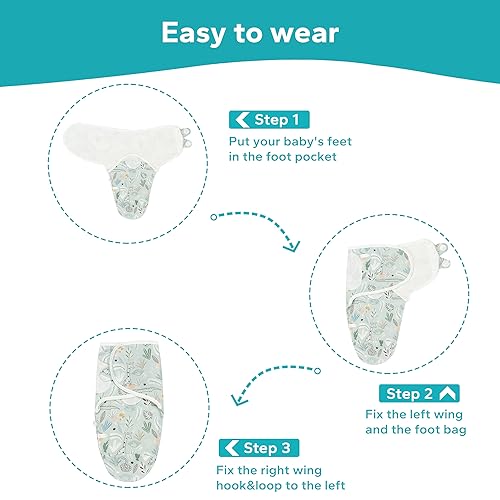 ZIGJOY Swaddle Blanket Cotton Knit Baby Wrap 3-6 Months, 0.5 Tog Newborn Wearable Swaddle Sleep Sacks,Adjustable 2 Pack Infant Sleep Sack for Baby Boy Girl(Green)