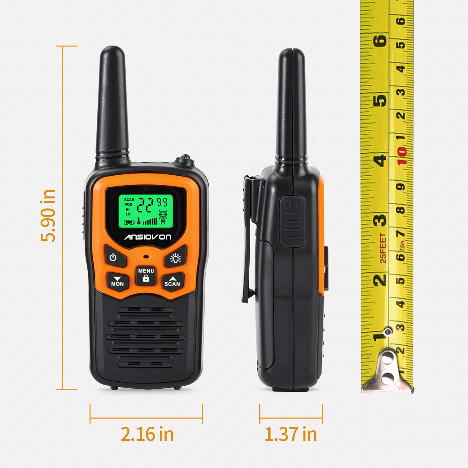 Walkie Talkies for Adults, ANSIOVON Long Range Walkie Talkies, Portable Radios Walky Talky with 22 Channels LCD Display, Handheld Walkie Talkie for Outdoor(4 Pack)
