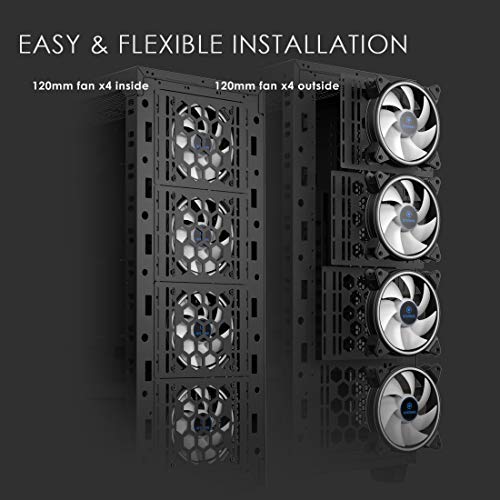anidees AI Crystal XL PRO RGB Full Tower Tempered Glass XL-ATX/E-ATX/ATX Gaming Case Support 480/360 Radiator, Optical Drive, Includes RGB 120x5 PWM Fans/LED Stripsx2 - AI-XL-PRO-RGB (PC Case ONLY)