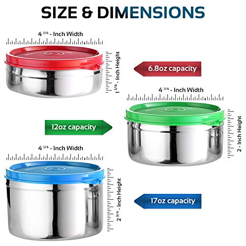 Signoraware Stainless Steel Containers Set | Eco Friendly Storage Canisters | Modern Airtight Keeper for Tea, Sugar, Snacks, Condiments, Flour, Coffee, Leftovers | 3 Pack (Combo size pack)