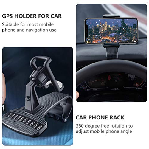 Garneck Car Dashboard Phone Stand 360°Rotate Car Cell Phone Mount Phone Holder Phone Bracket Clip Navigator Rack Car Parking Sign Holder for Car Vehicle (Black)