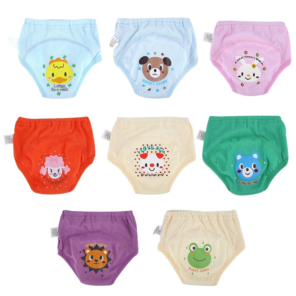 8PC/S Baby Training Pants Potty Training Underwear Toddlers Boys Girls Cartoon Cute Waterproof Diapers 4 Layers (80)