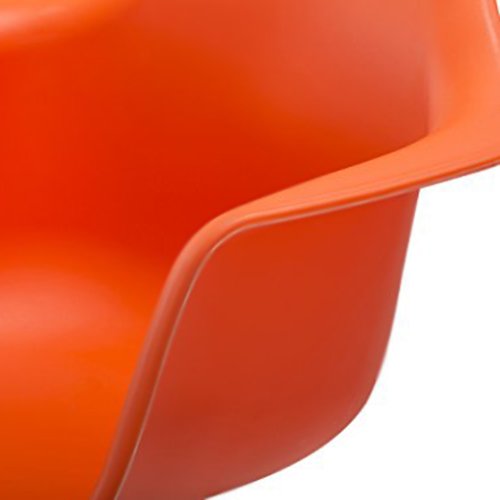 2xhome Plastic Shell Dining Arm Chair With Black Metal Legs, Orange