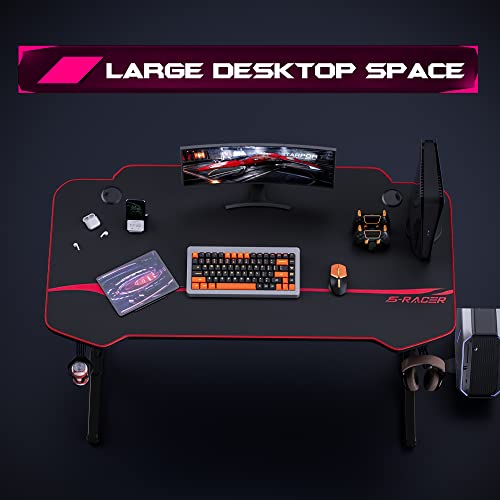 Homall Gaming Desk Computer Desk Racing Style Office Table Gamer Pc Workstation T Shaped Gamer Game Station with Free Mouse Pad, Cup Holder and Headphone Hook (44 Inch, Black)