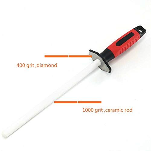 Abuycs 10 Inch Ceramic Rod Knife Honing, Ceramic Diamond Sharpening Rod for Stainless Steel Knives, Professional Knife Sharpener Rod for Home Kitchen