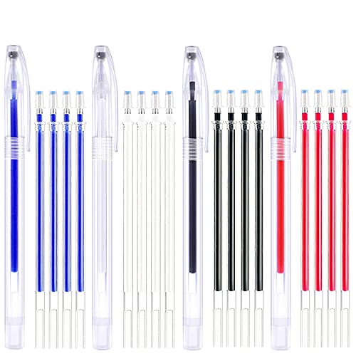 Heat Erasable Pens ,4 Pieces Fabric Marking Pens with 20 Refills for Quilting Sewing, Dressmaking, Fabrics, Tailors Sewing Fabrics,Tailor's Chalk Pencils Chalks Pen