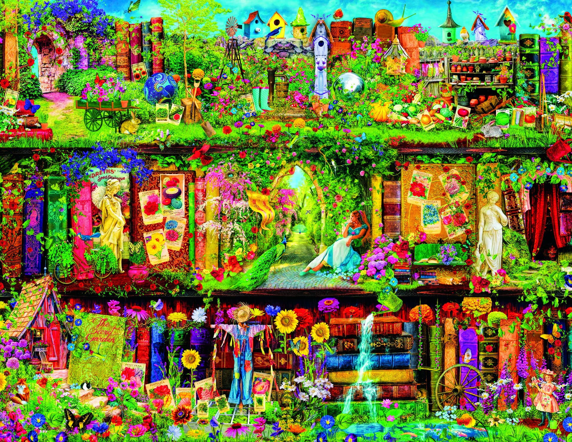 1000 Pieces 1.8MM Thickened Puzzle for Adults Educational Fun Game Intellectual Jigsaw Puzzle for Kids Decompressing Interesting Puzzle Home Decor Gifts(Colorful Garden)